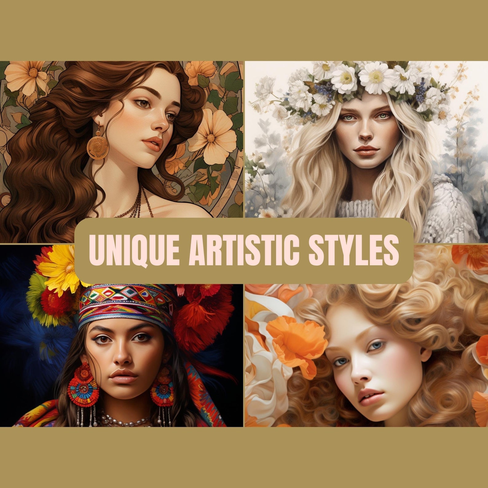100 Artistic Women Portrait Prompts | Midjourney AI Art (PDF) - Etsy