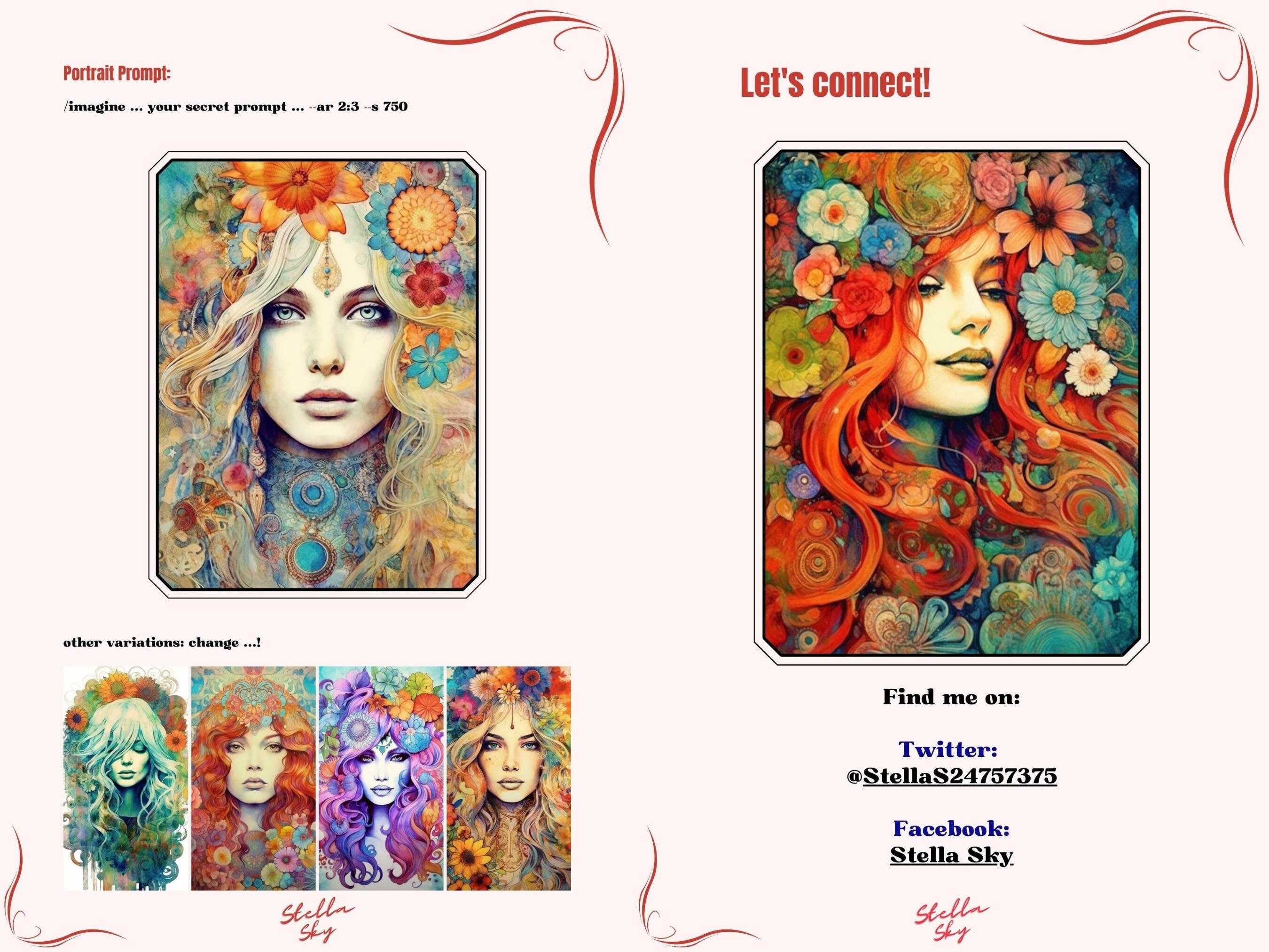 Midjourney Prompt beautiful Hippie Woman Portrait Poster Prompt AI Art ...