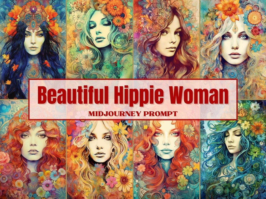Midjourney Prompt "beautiful Hippie Woman" | Portrait Poster Prompt ...