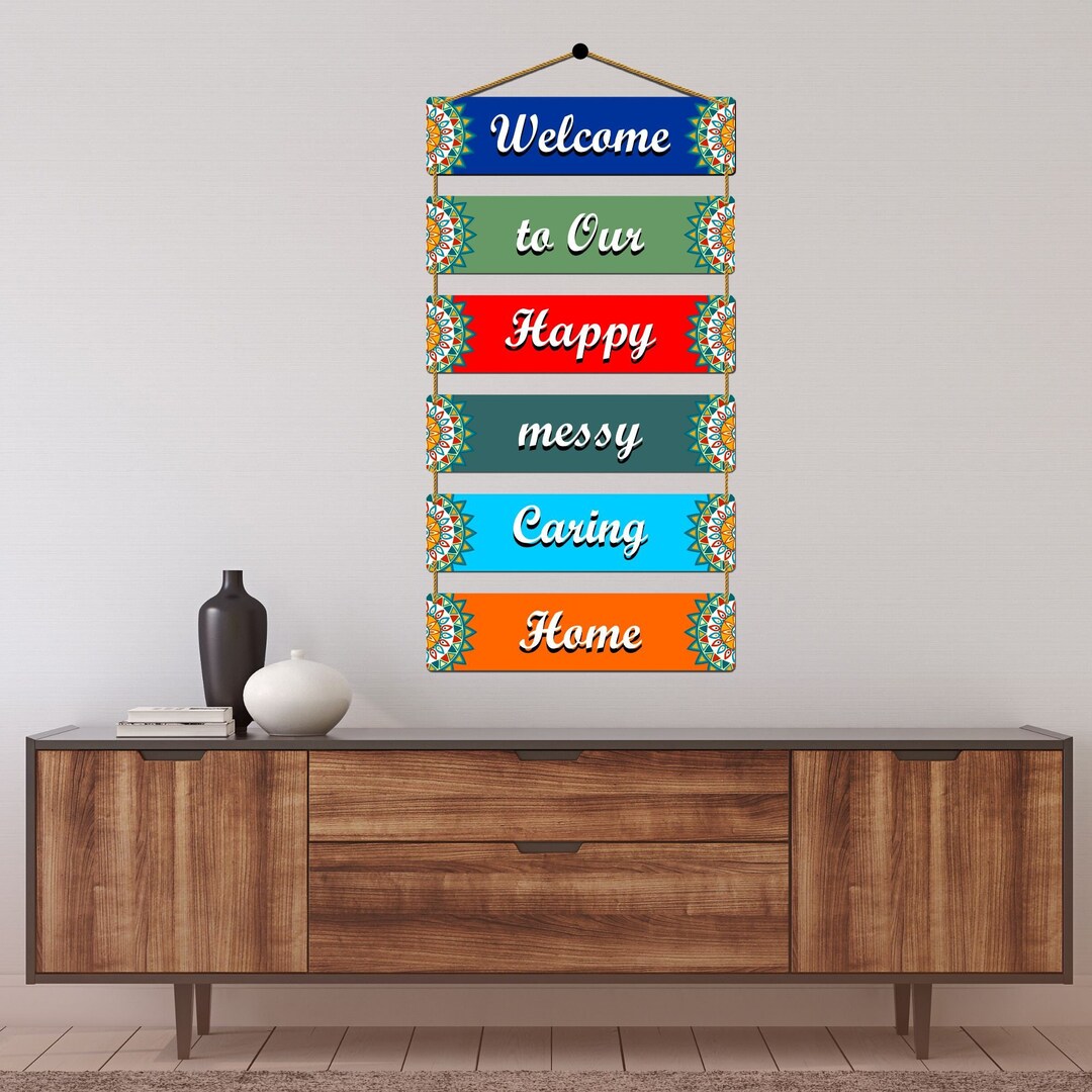 Wooden Handmade Welcome Home Plaques, Happy Home Wall Hanging, Positive ...