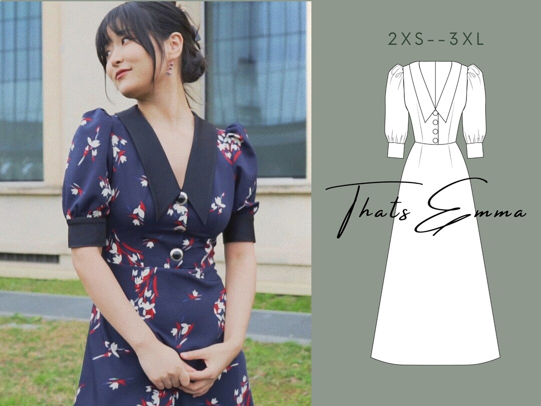 The Summer Button Dress Digital Patterns 2xs-3xl - Etsy