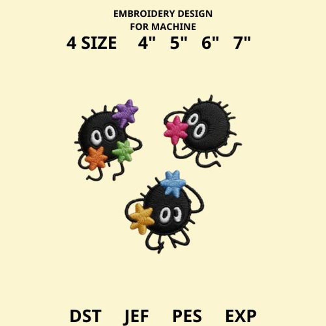 Cute Soot Sprite Embroidery Design Bundle, Little Dust Creatures With ...