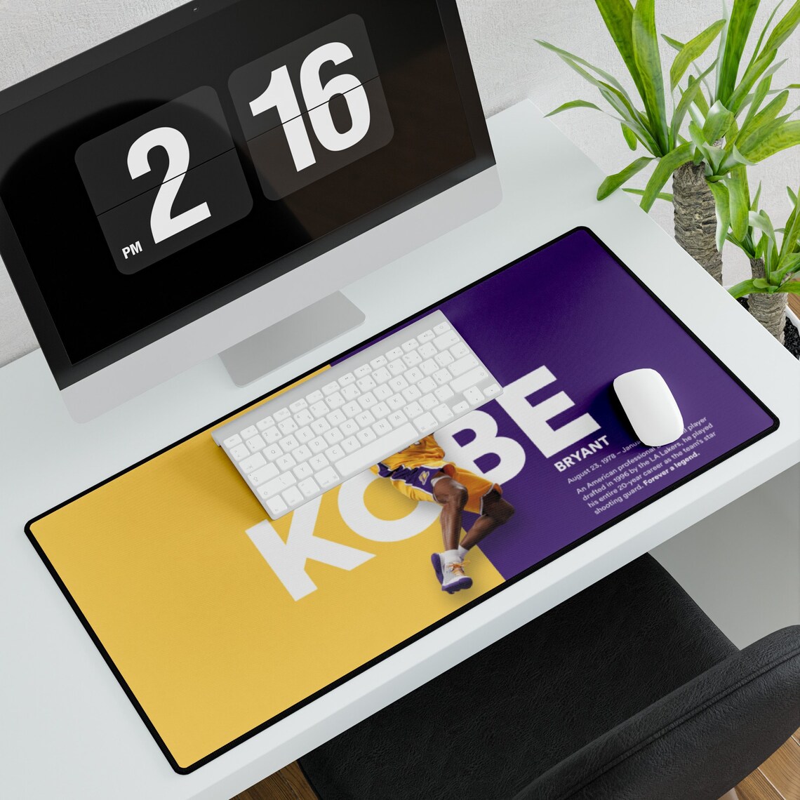 Kobe Bryant Tribute Desk Mat Lakers Colors Dunking Pose NBA Legend ...