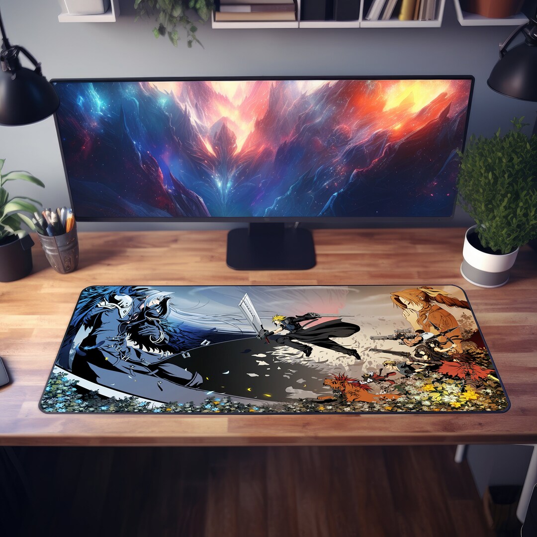 Final Fantasy 7 Desk Mat: Cloud Vs Sephiroth Flower Field Duel Iconic ...