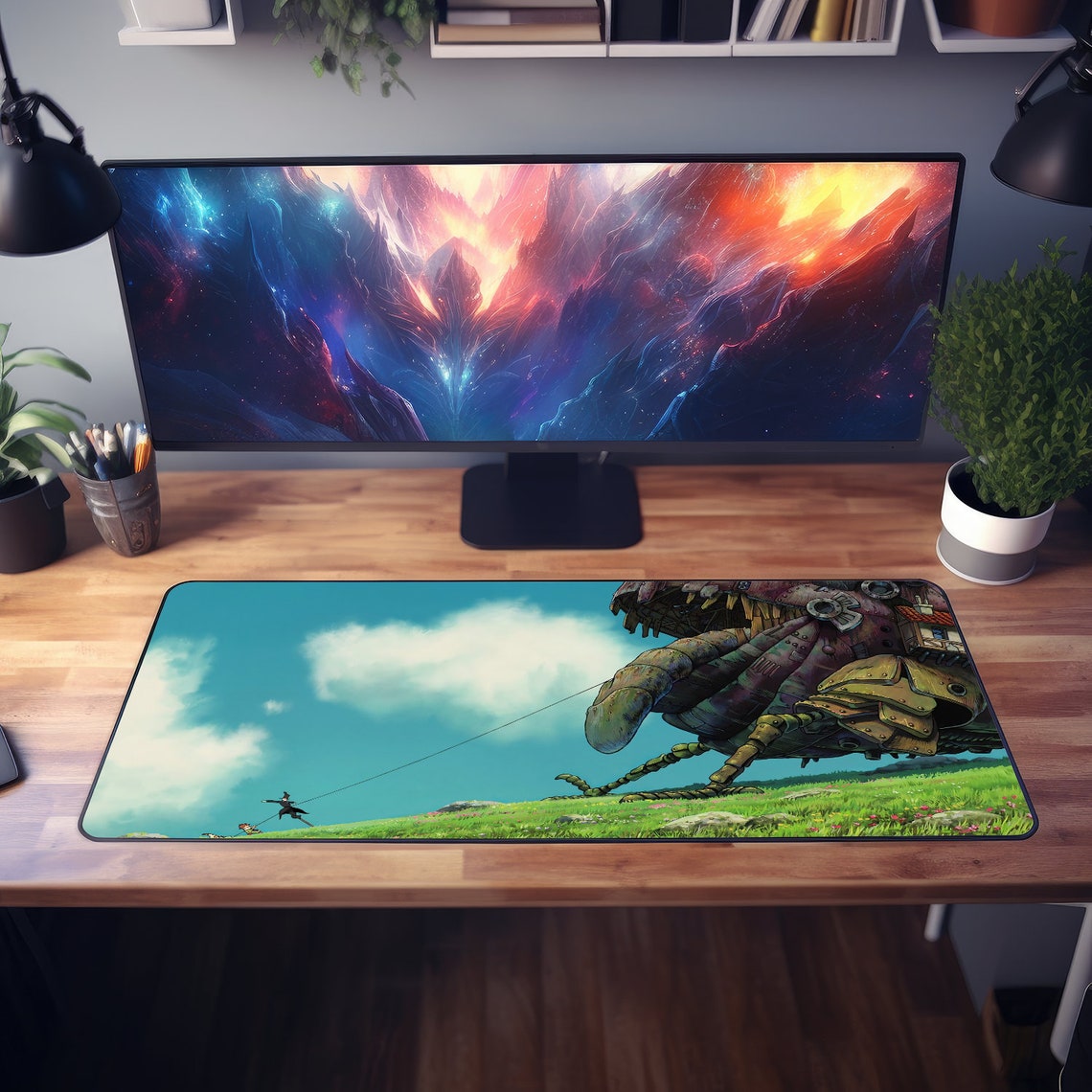 Howl's Moving Castle Desk Mat Fantastical Landscape Art - Etsy
