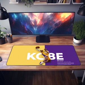 Kobe Bryant Tribute Desk Mat Lakers Colors Dunking Pose NBA Legend ...