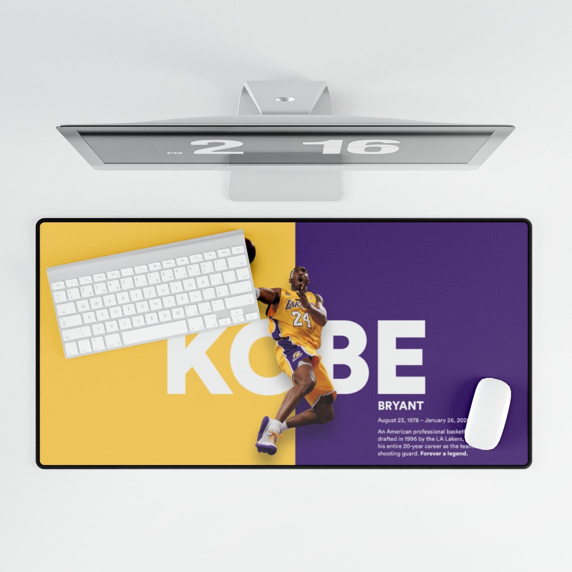 Kobe Bryant Tribute Desk Mat Lakers Colors Dunking Pose NBA Legend ...