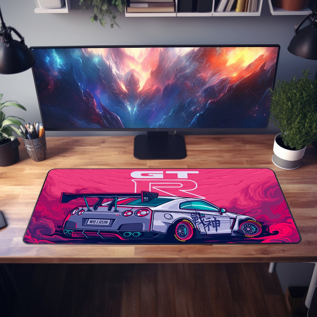GTR 'will Run' Desk Mat Pastel Pink and Purple Racing Car Mouse Pad ...