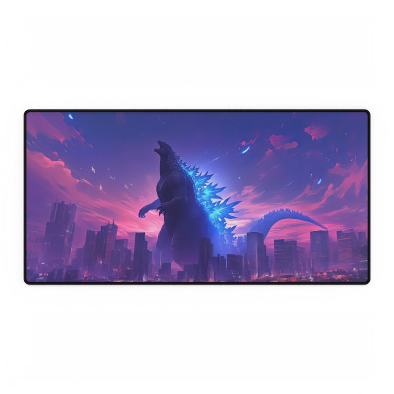 Pastel Godzilla Desk Mat Soft Colors in Tokyo Large Mouse Pad Unique ...