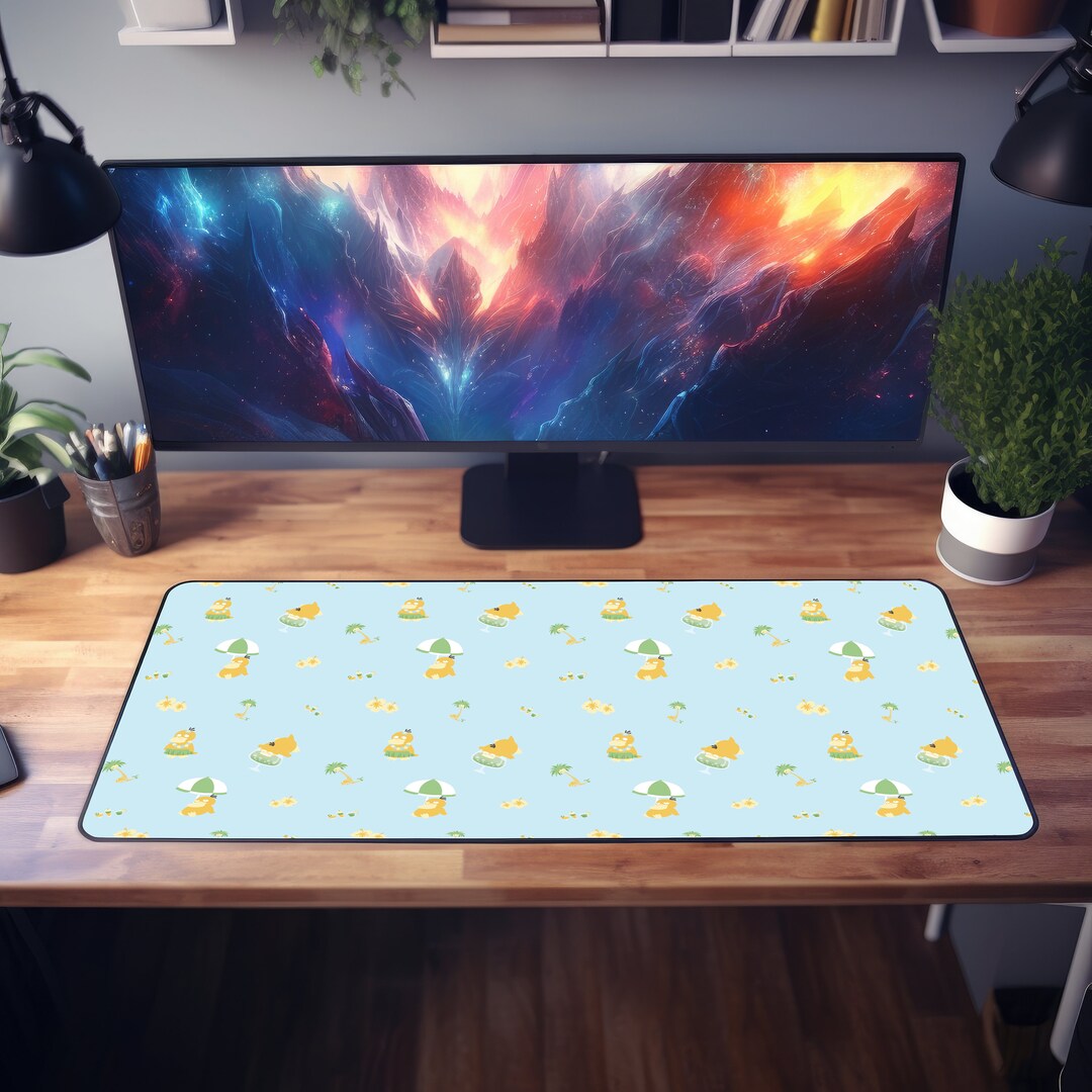 Tropical Psyduck & Exeggutor Desk Mat Cute Pokemon Vacation Vibes ...