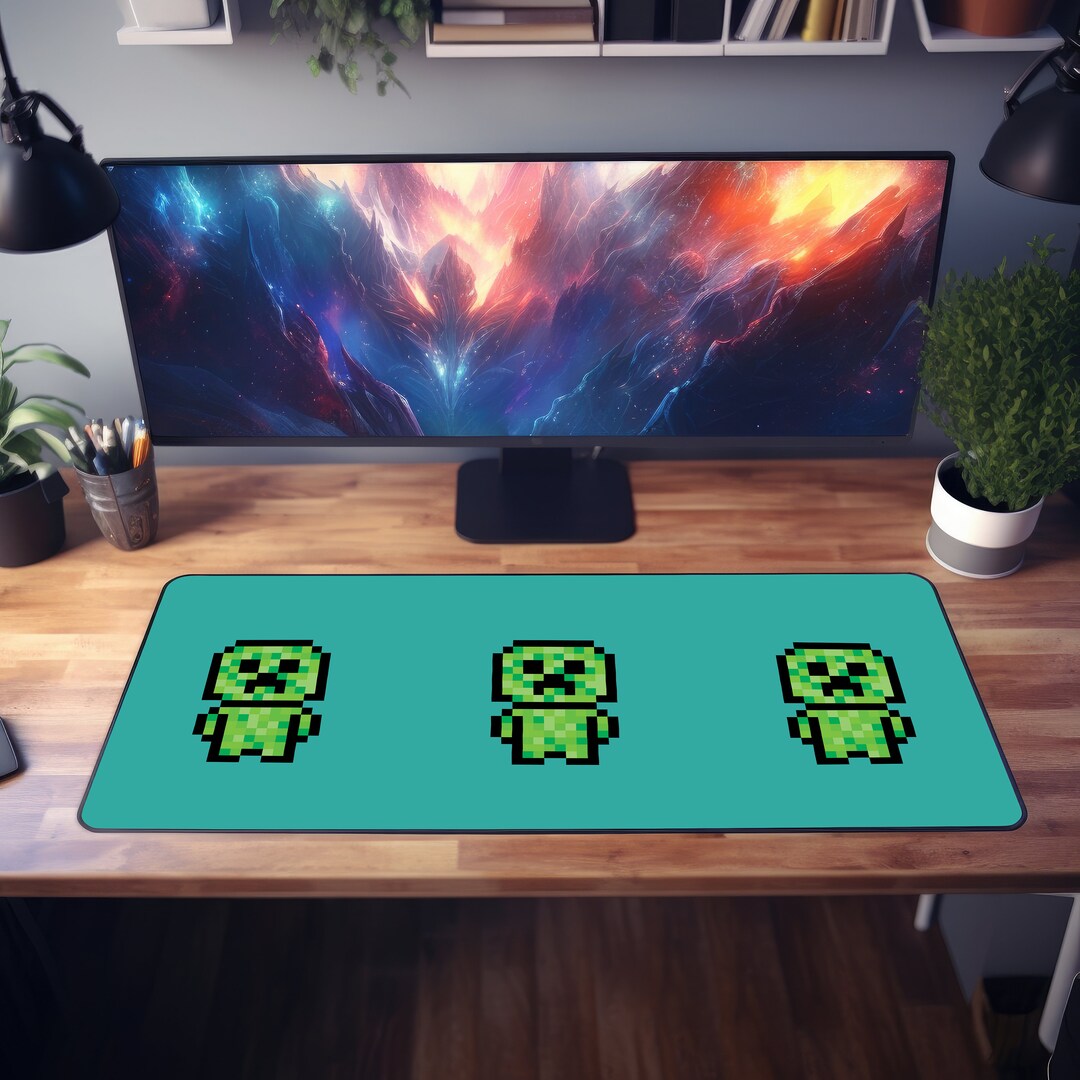 Minecraft-inspired Minimalist Desk Mat Iconic Creeper Design - Etsy