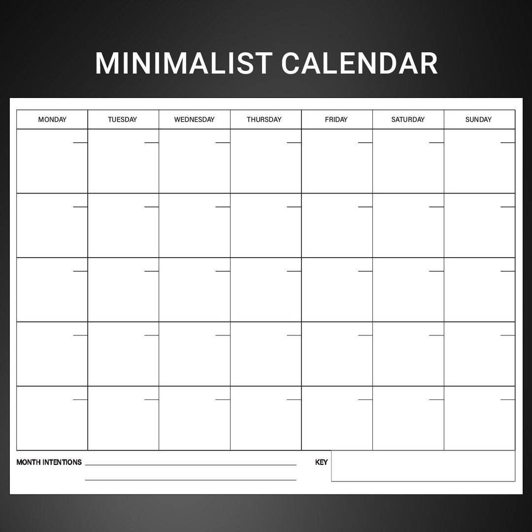 Monthly Calendar | Monday Start, Intentions, Unlimited Prints ...