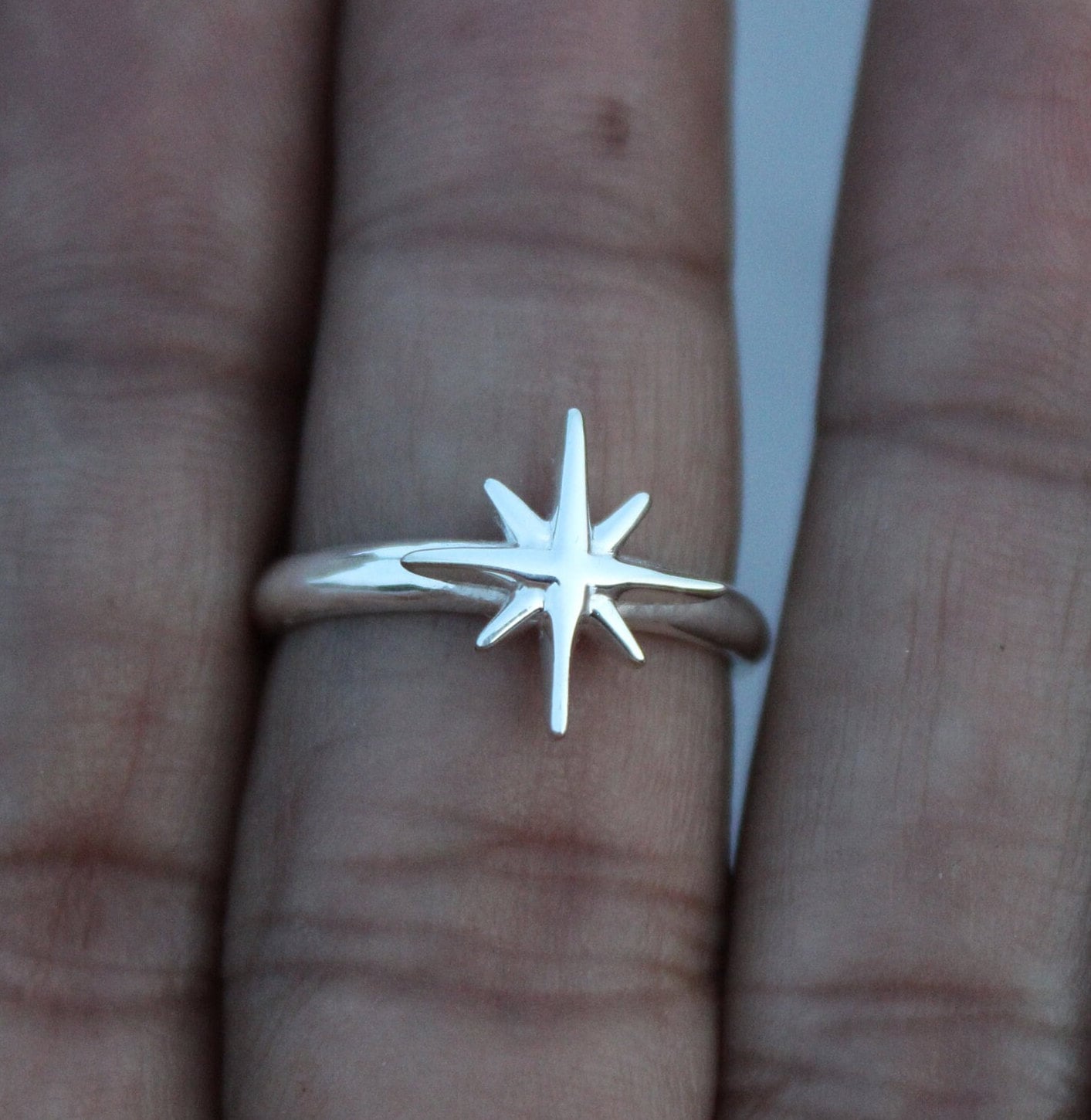 North Star Ring, Starburst Ring, Pole Star Ring, Dainty Star Ring ...