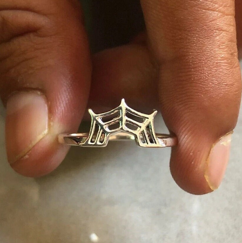 Spider Web Enhancer Ring, Spider Web Stacking Ring, Web Crown Ring ...