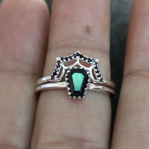 Spider Web Coffin Ring, Gothic Black Onyx Crown Enhancer, 925 Silver ...