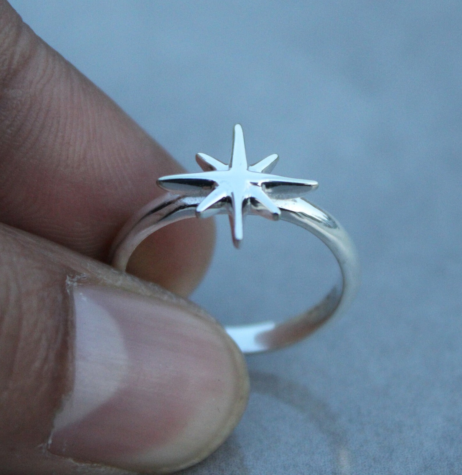 North Star Ring, Starburst Ring, Pole Star Ring, Dainty Star Ring, Celestial Star Jewelry ...