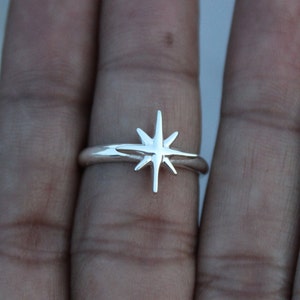 Gold North Star Ring, Nautical Star Ring, Starburst Ring, Polar Star Ring, North Star Ring, Gift ...