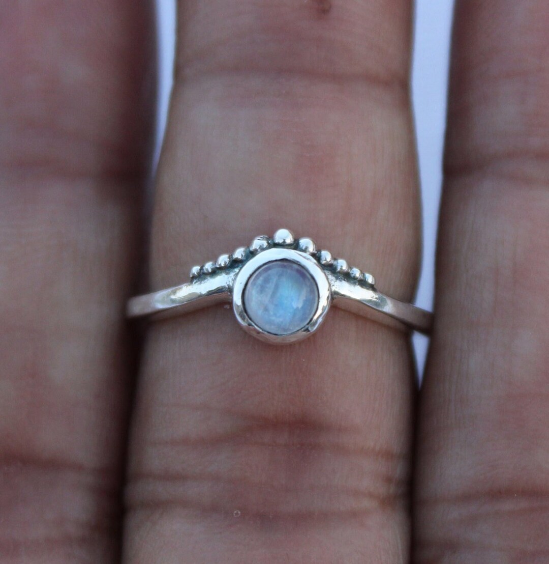 Moonstone Chevron Ring, Moonstone Crown Ring ,dainty 925 Silver Chevron ...