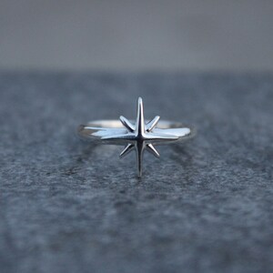 North Star Ring, Starburst Ring, Pole Star Ring, Dainty Star Ring, Celestial Star Jewelry ...