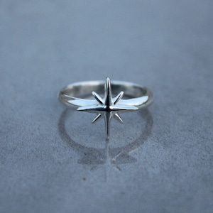 North Star Ring, Starburst Ring, Pole Star Ring, Dainty Star Ring, Celestial Star Jewelry ...