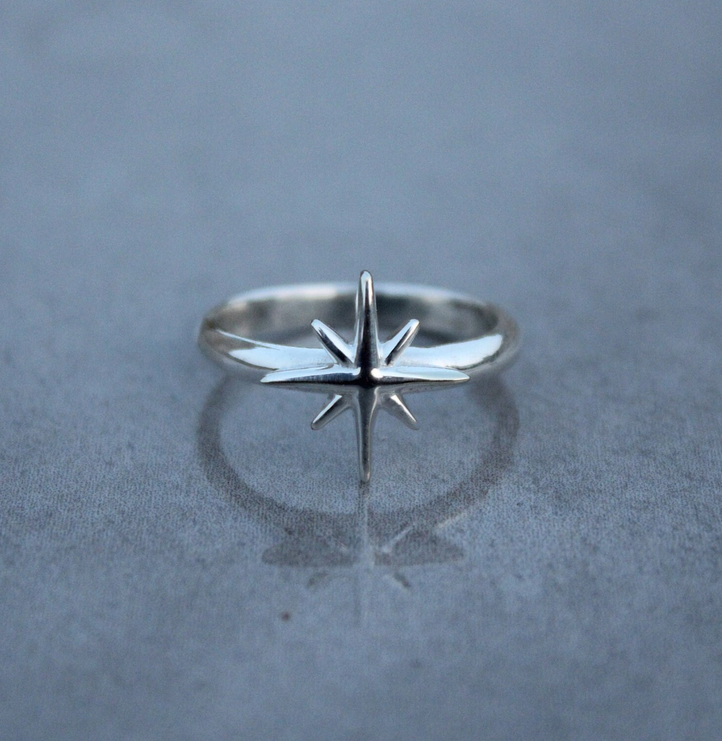 North Star Ring, Starburst Ring, Pole Star Ring, Dainty Star Ring, Celestial Star Jewelry ...