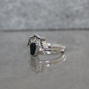 Spider Web Coffin Ring, Gothic Black Onyx Crown Enhancer, 925 Silver ...