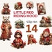 Little Red Riding Hood Watercolor Clipart, Woodland Animals Watercolor ...