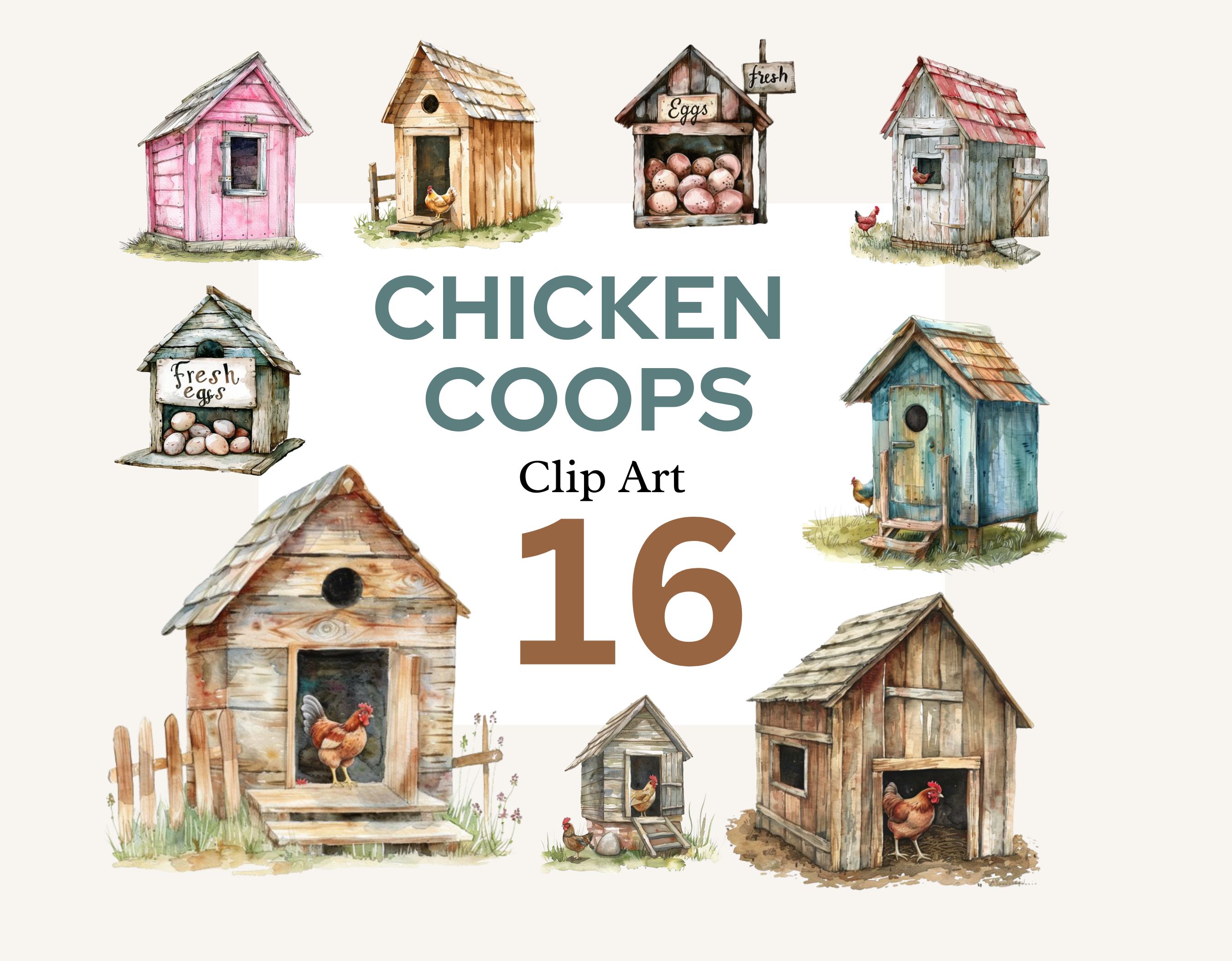 Chicken Coop Clipart PNG, Chicken Run Clipart, Fresh Eggs Png, Farm ...