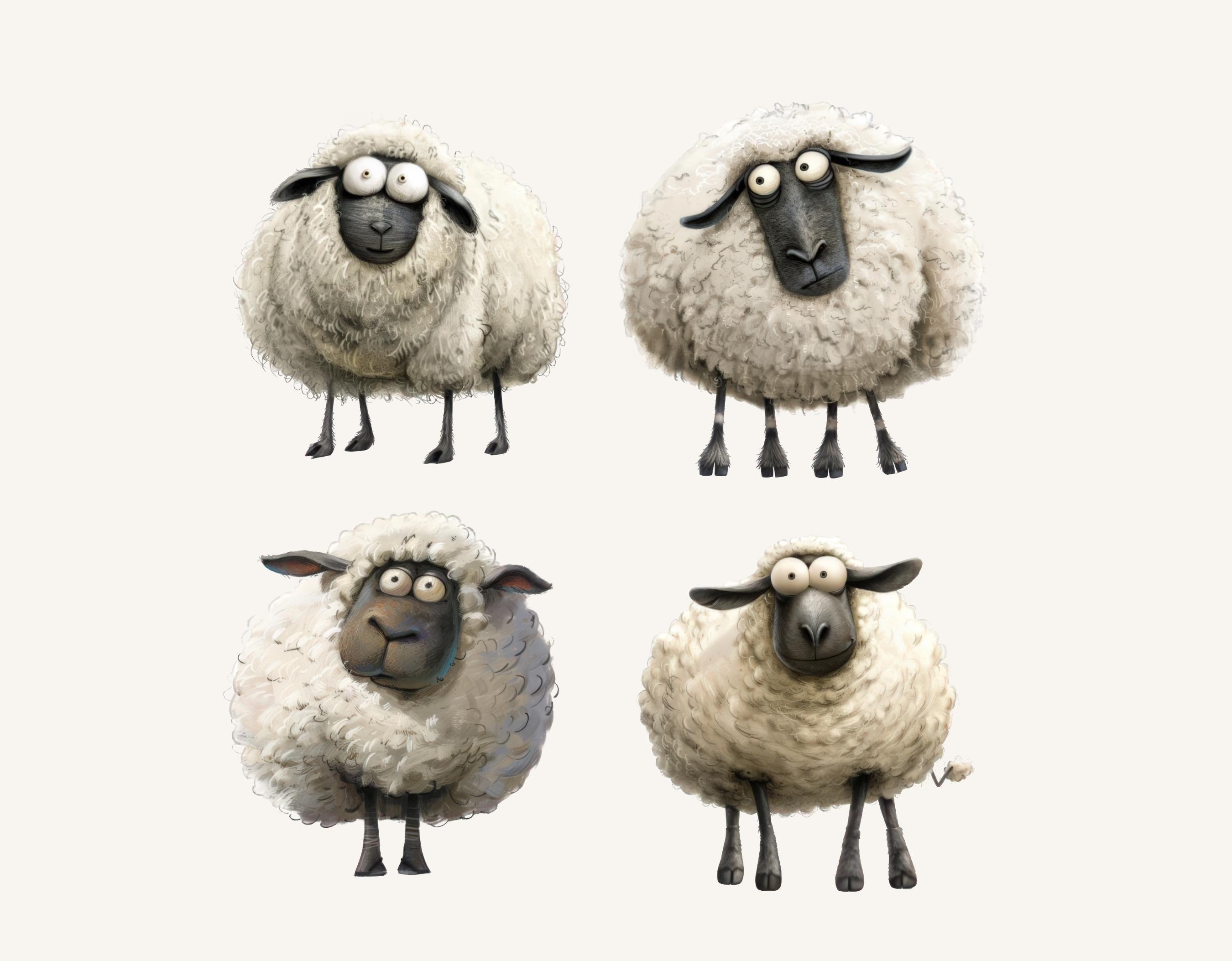 Quirky Sheep Clipart PNG Whimsical Sheep Animals Sublimation Clip Art ...