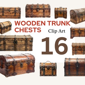 Wooden Trunk Clipart, Wooden Chest, Vintage Trunk Clipart Png, Rustic ...