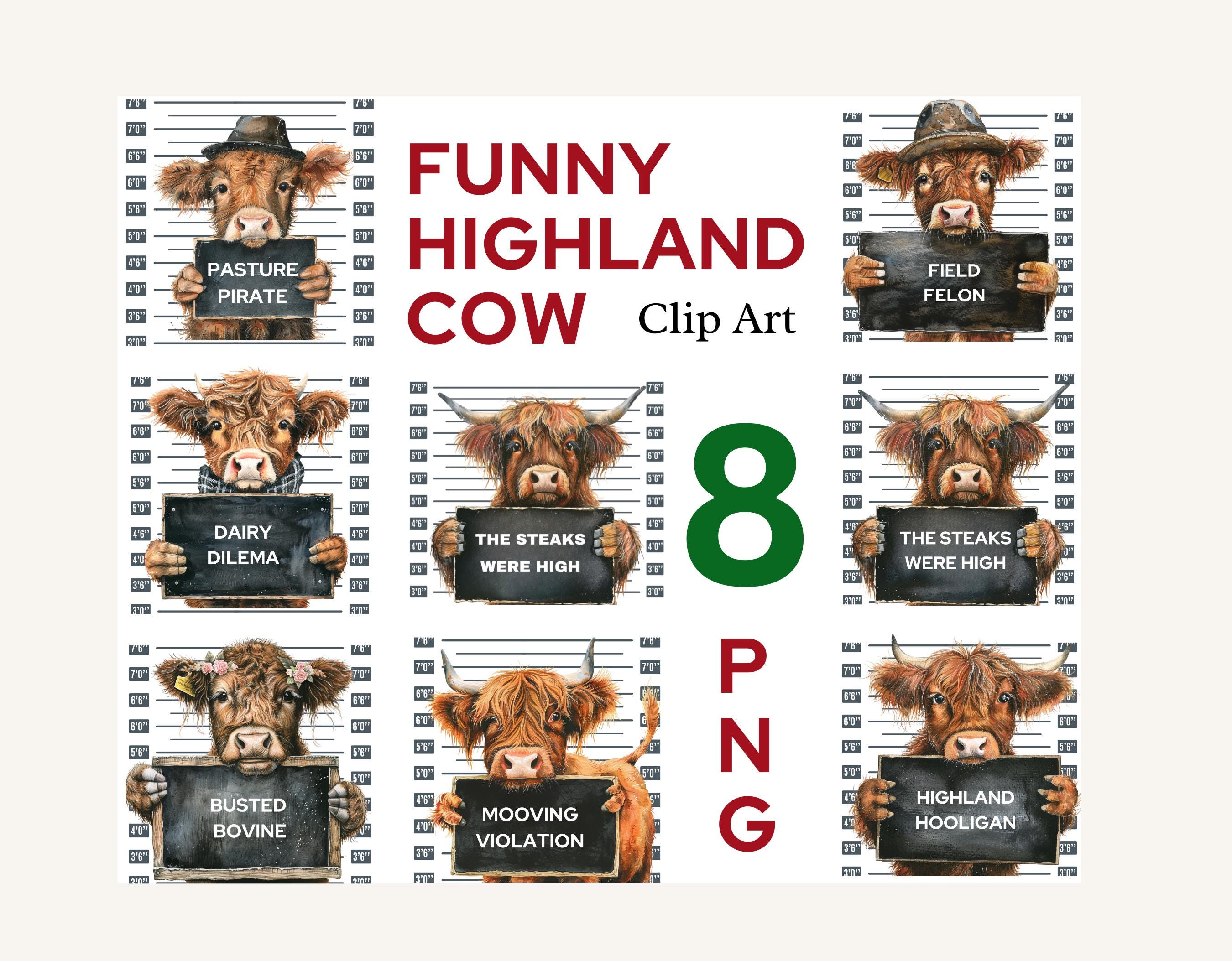 Funny Highland Cow Clipart Png's, Cow Png Images, Cow Lover, Highland ...