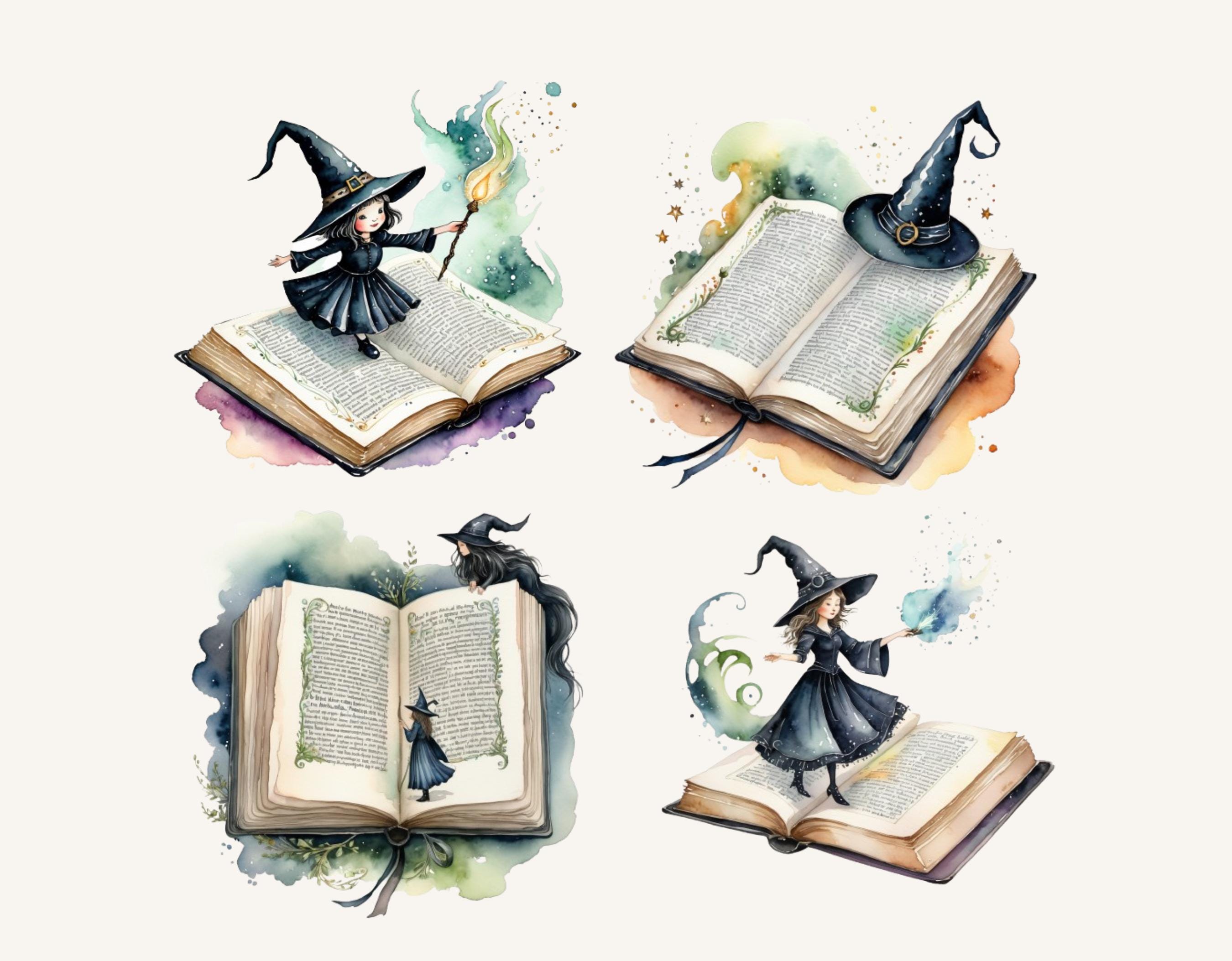 Spellbook Clipart BUNDLE, Sublimation Wiccan Book PNG, Magic Witch ...