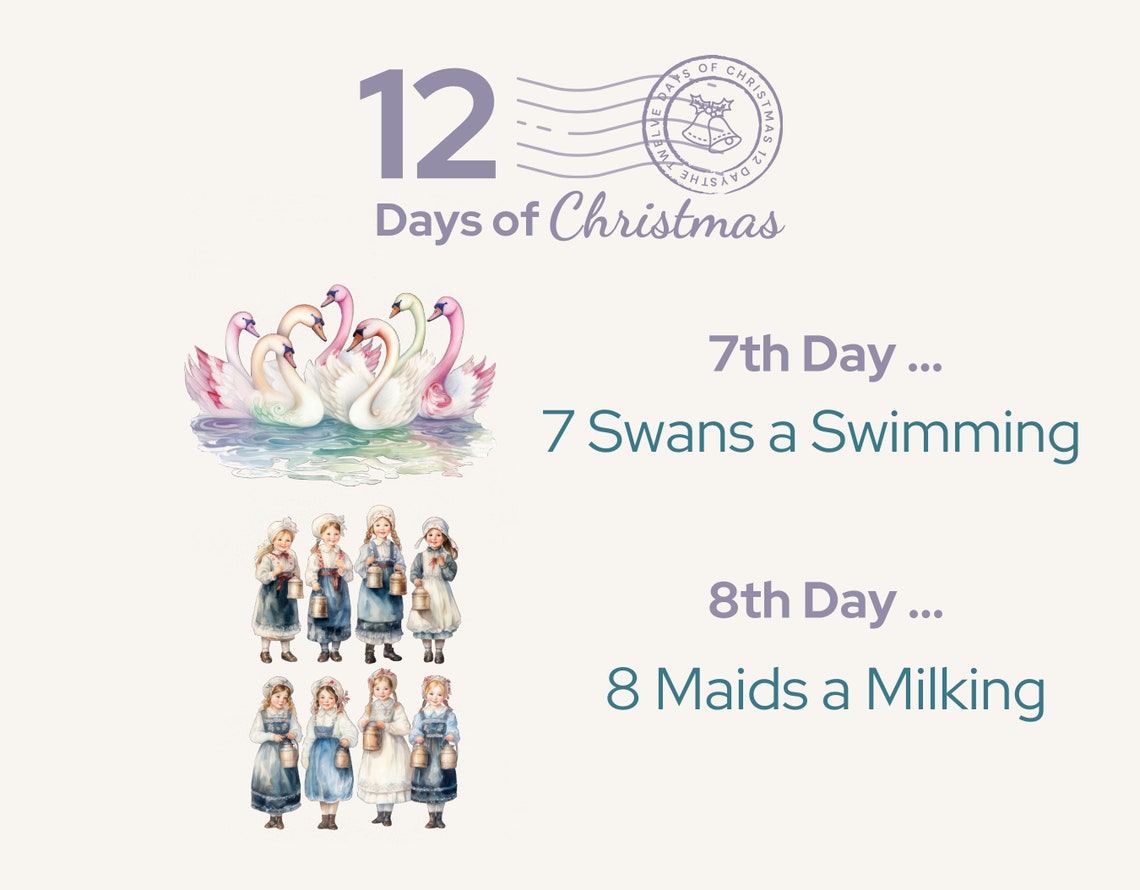 12 Days of Christmas Clipart Pack, Holiday Clip Art, Xmas Clipart ...