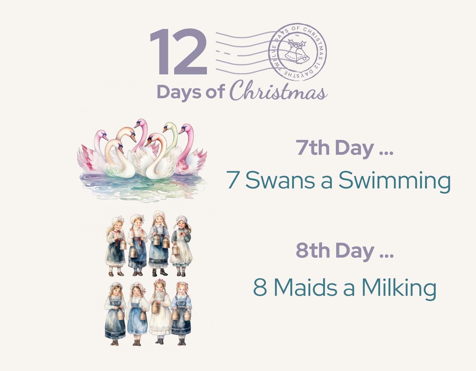 12 Days of Christmas Clipart Pack, Holiday Clip Art, Xmas Clipart ...