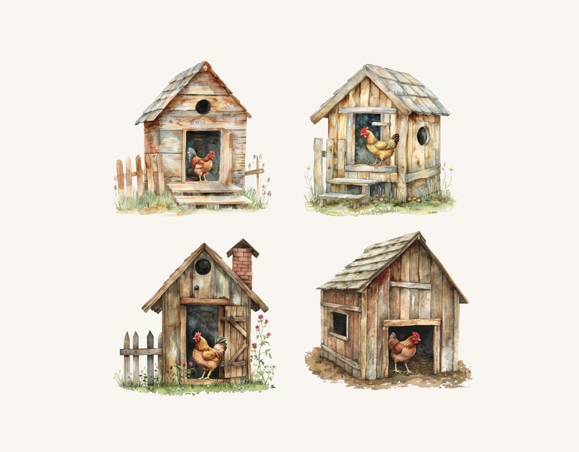 Chicken Coop Clipart PNG, Chicken Run Clipart, Fresh Eggs Png, Farm ...