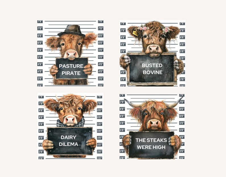 Funny Highland Cow Clipart Png's, Cow Png Images, Cow Lover, Highland ...