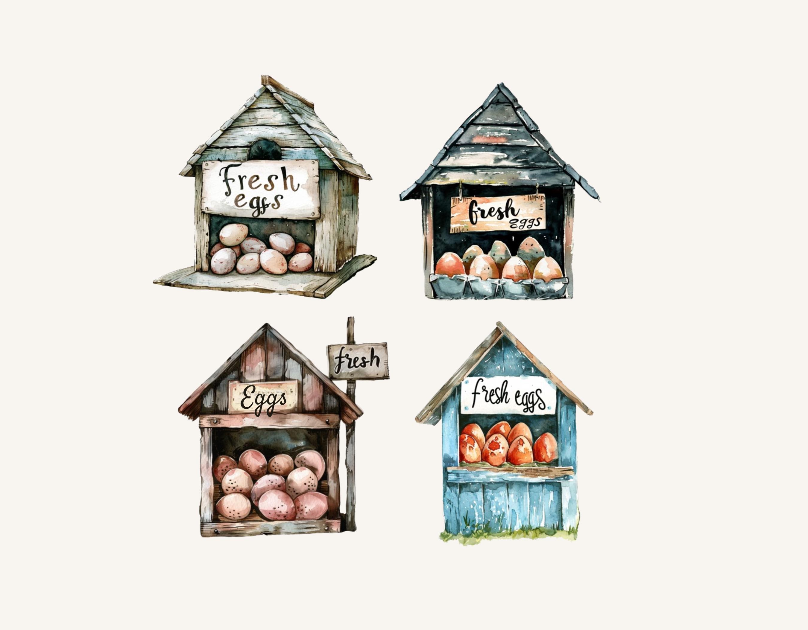 Chicken Coop Clipart PNG, Chicken Run Clipart, Fresh Eggs Png, Farm ...