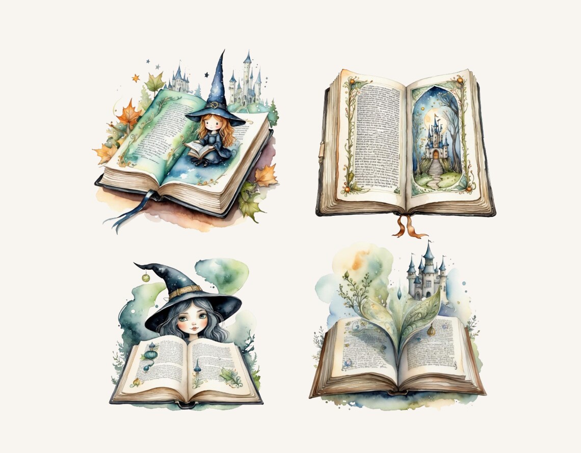 Spellbook Clipart BUNDLE, Sublimation Wiccan Book PNG, Magic Witch ...