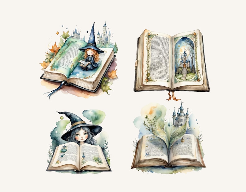 Spellbook Clipart BUNDLE, Sublimation Wiccan Book PNG, Magic Witch ...