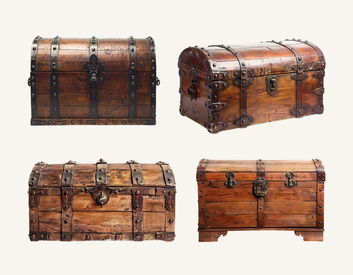 Wooden Trunk Clipart, Wooden Chest, Vintage Trunk Clipart Png, Rustic ...