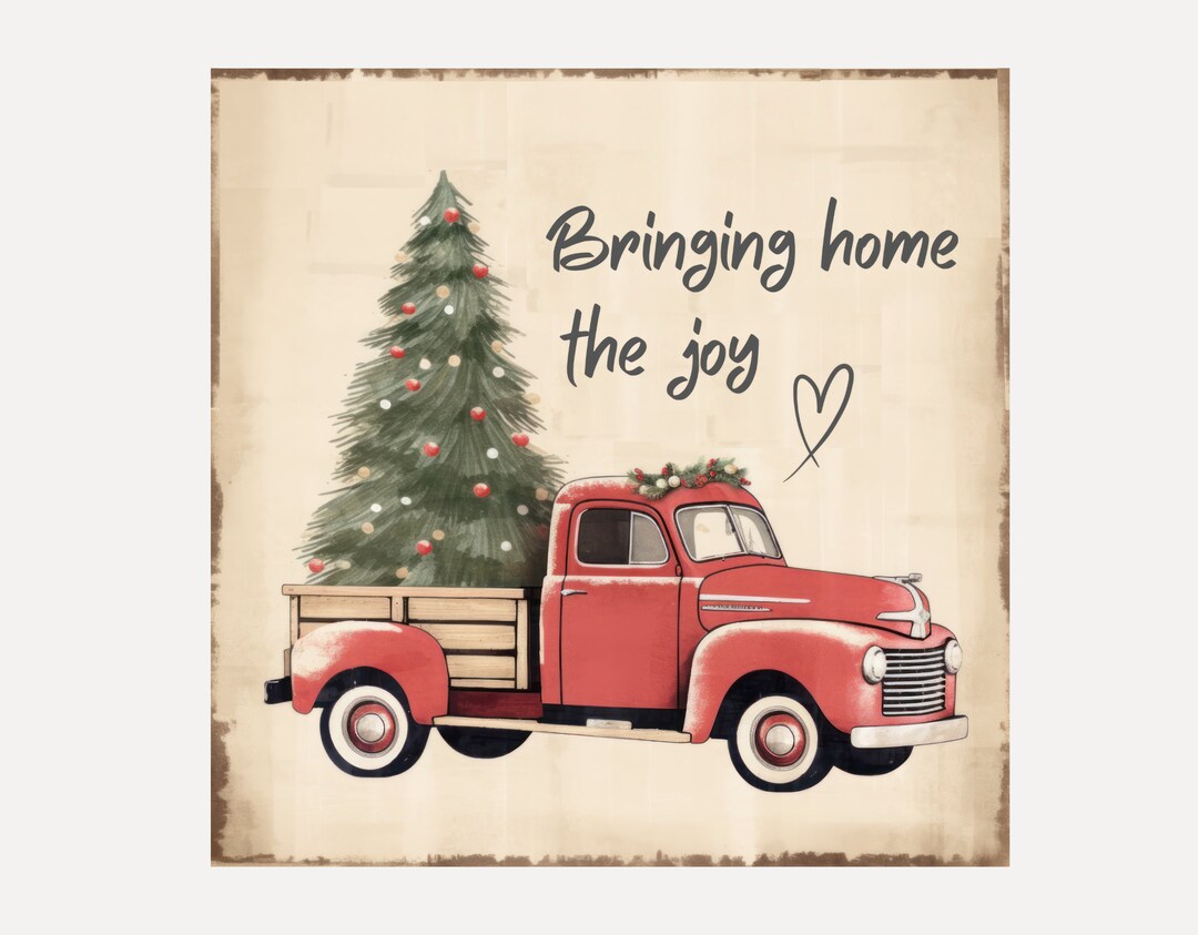 Vintage Christmas Truck Image, Xmas Truck With Christmas Tree ...