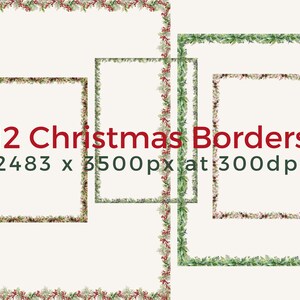 Watercolour Christmas Border Clipart Bundle With Holly Berry Foliage ...