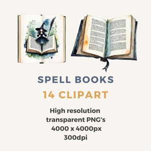 Spellbook Clipart BUNDLE, Sublimation Wiccan Book PNG, Magic Witch ...
