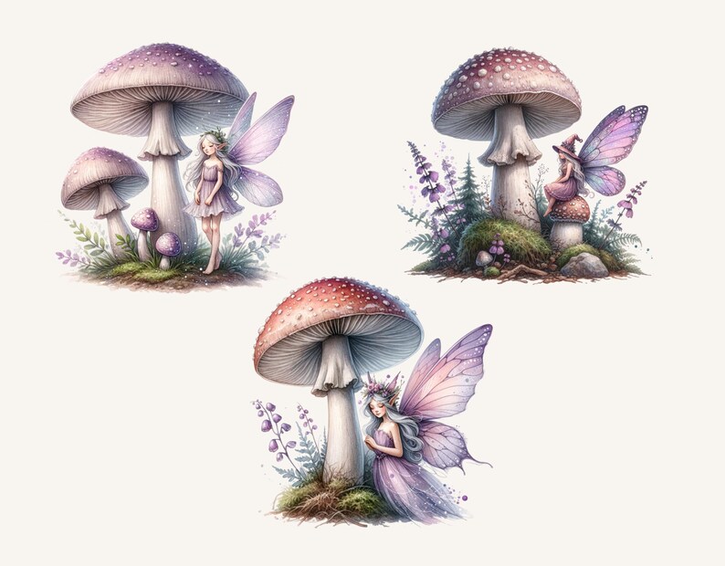 Watercolor Mushrooms Clipart, Forest Nature Toadstool Clip Art Set ...