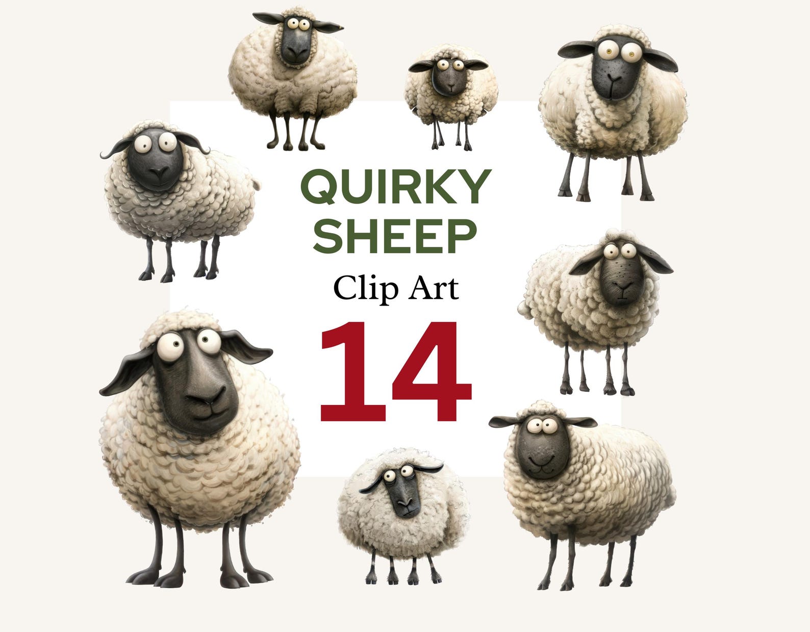 Quirky Sheep Clipart PNG Whimsical Sheep Animals Sublimation Clip Art ...