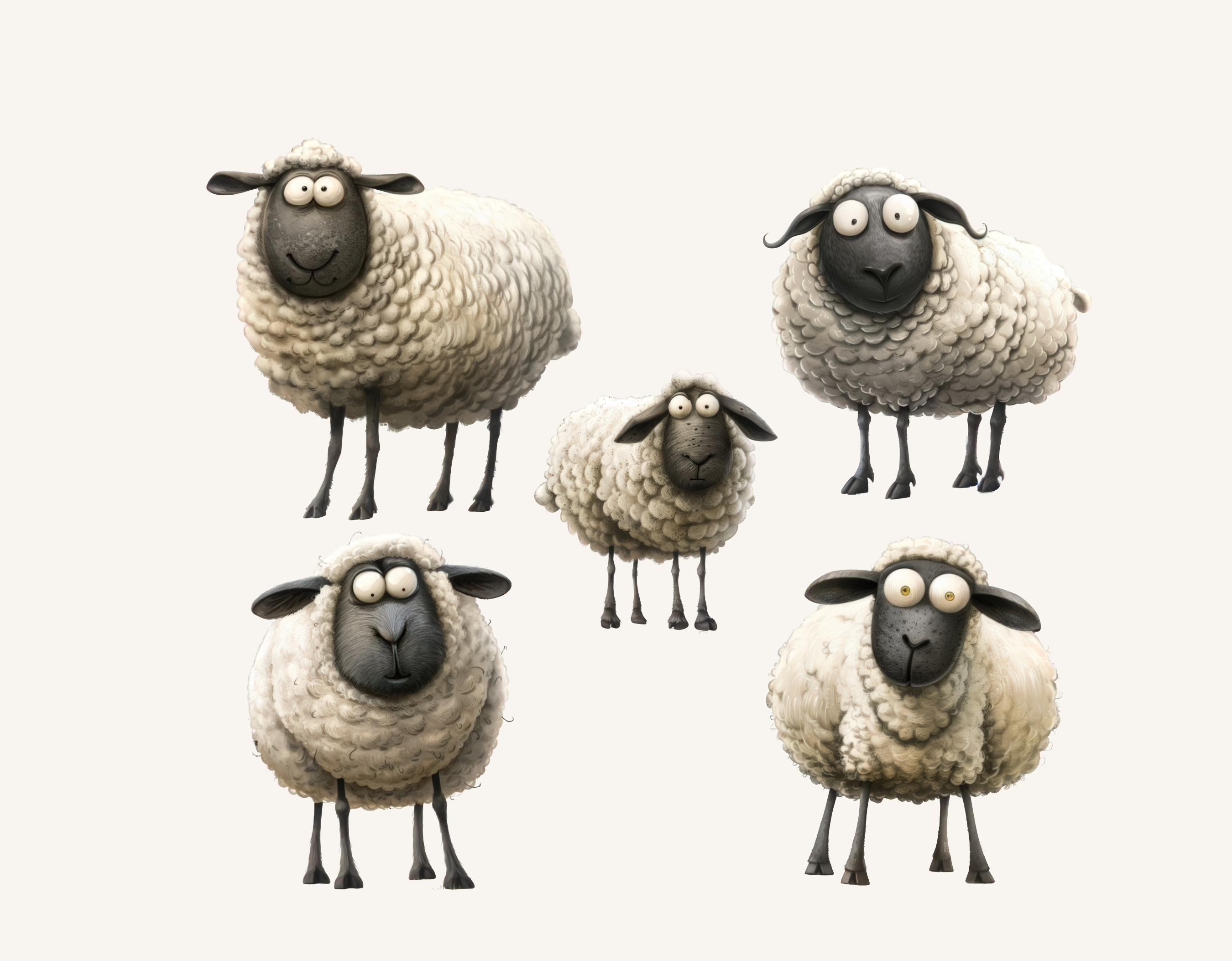 Quirky Sheep Clipart PNG Whimsical Sheep Animals Sublimation Clip Art ...