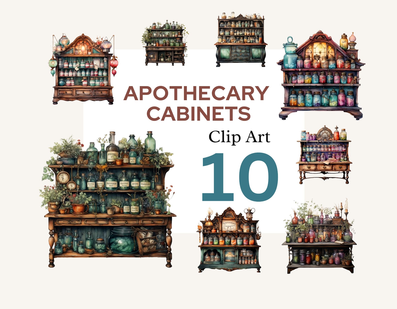 Apothecary Cabinet Clipart. Apothecary Sublimation, Magic Witch ...