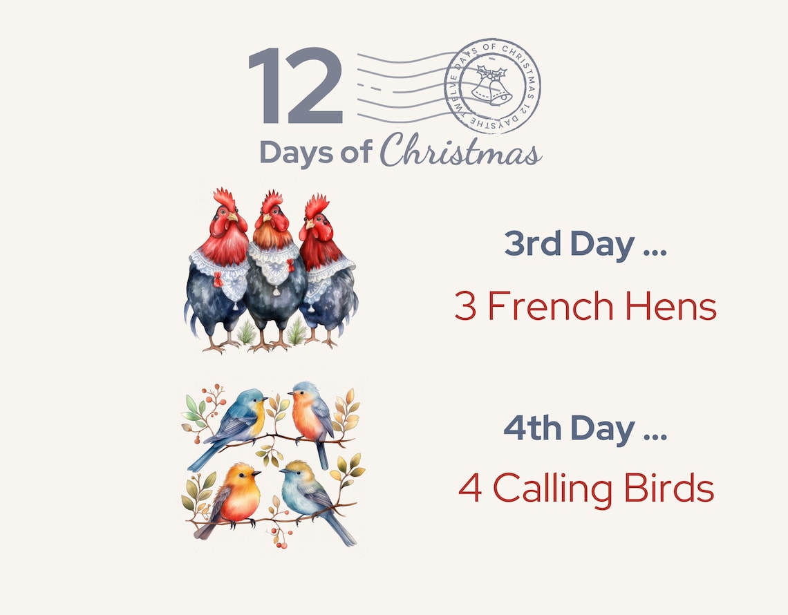 12 Days of Christmas Clipart Pack, Holiday Clip Art, Xmas Clipart ...