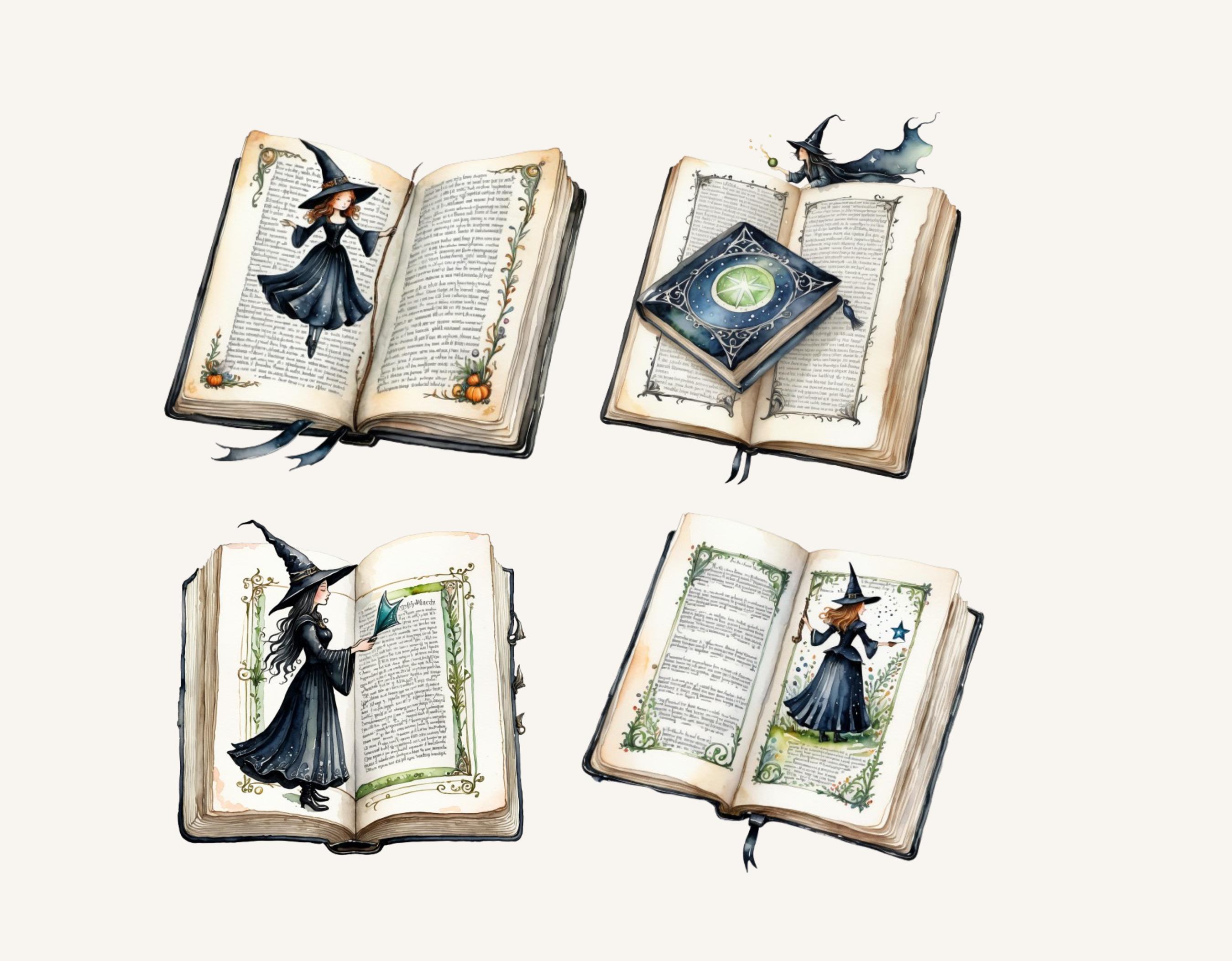 Spellbook Clipart BUNDLE, Sublimation Wiccan Book PNG, Magic Witch ...