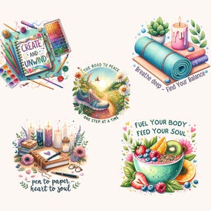 Watercolor Cozy Self Care Clipart Set, Spa Digital Stickers for ...